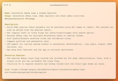 Product #17: Salesforce Debug Logs & Schema Explorer - Quick博客 Product #17: Salesforce Debug Logs & Schema Explorer - Quick博客